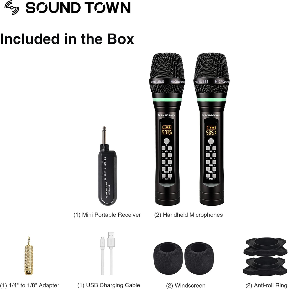 100-Channel UHF Rechargeable Wireless Handheld Microphone System with ...