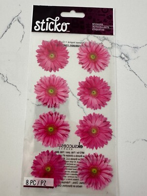 Sticko Autocollant 8 PC Pink Gerbera Flowers Scrapbooking Crafts Cards ...