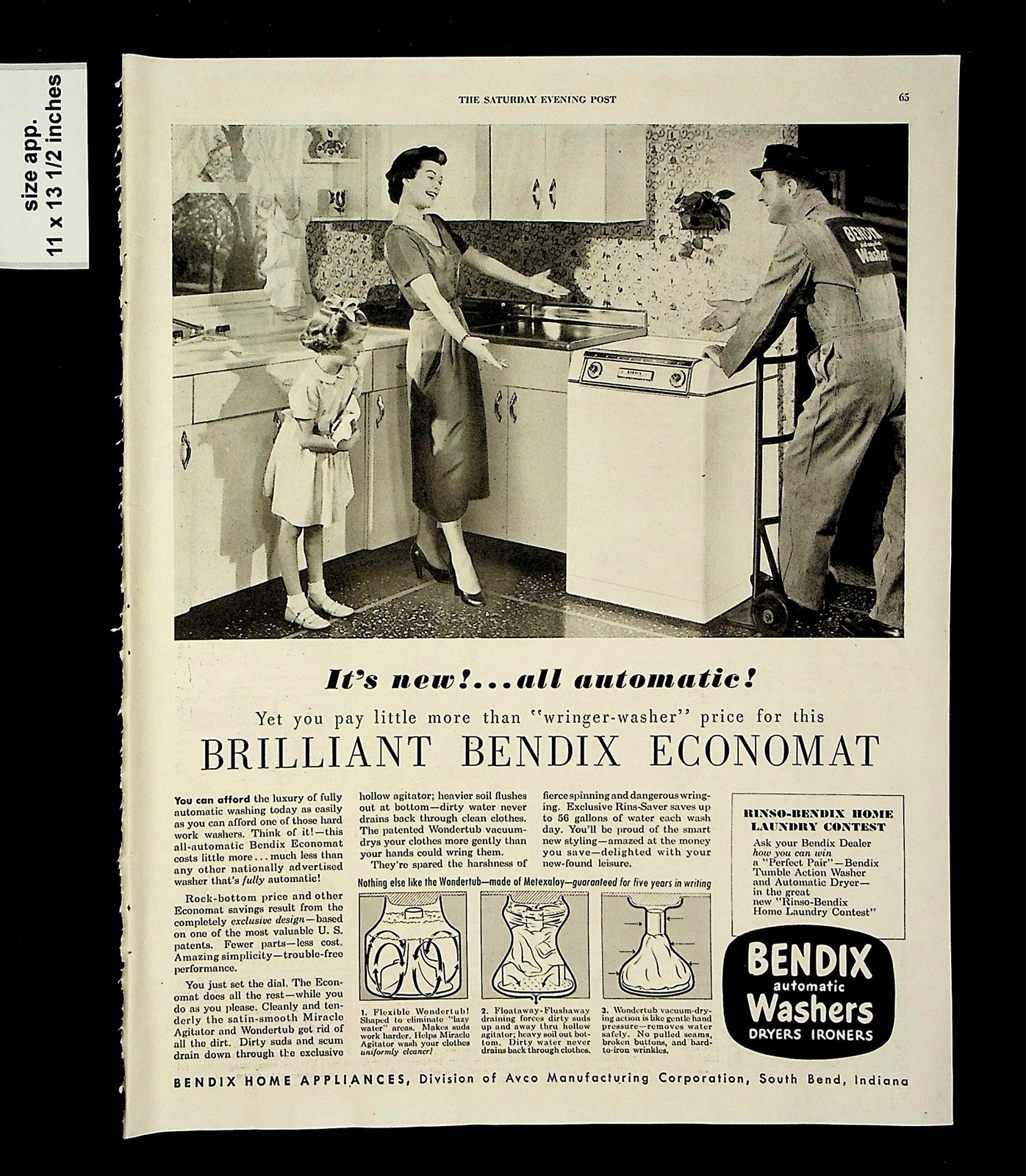 1952 Bendix Economat Washers Vintage Print ad 14590 | eBay