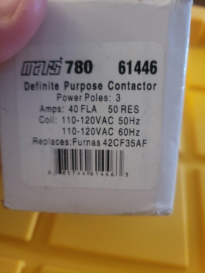 MARS 780 DEFINITE PURPOSE CONTACTOR 61446, 3P, 40A, 110-120V COIL | eBay