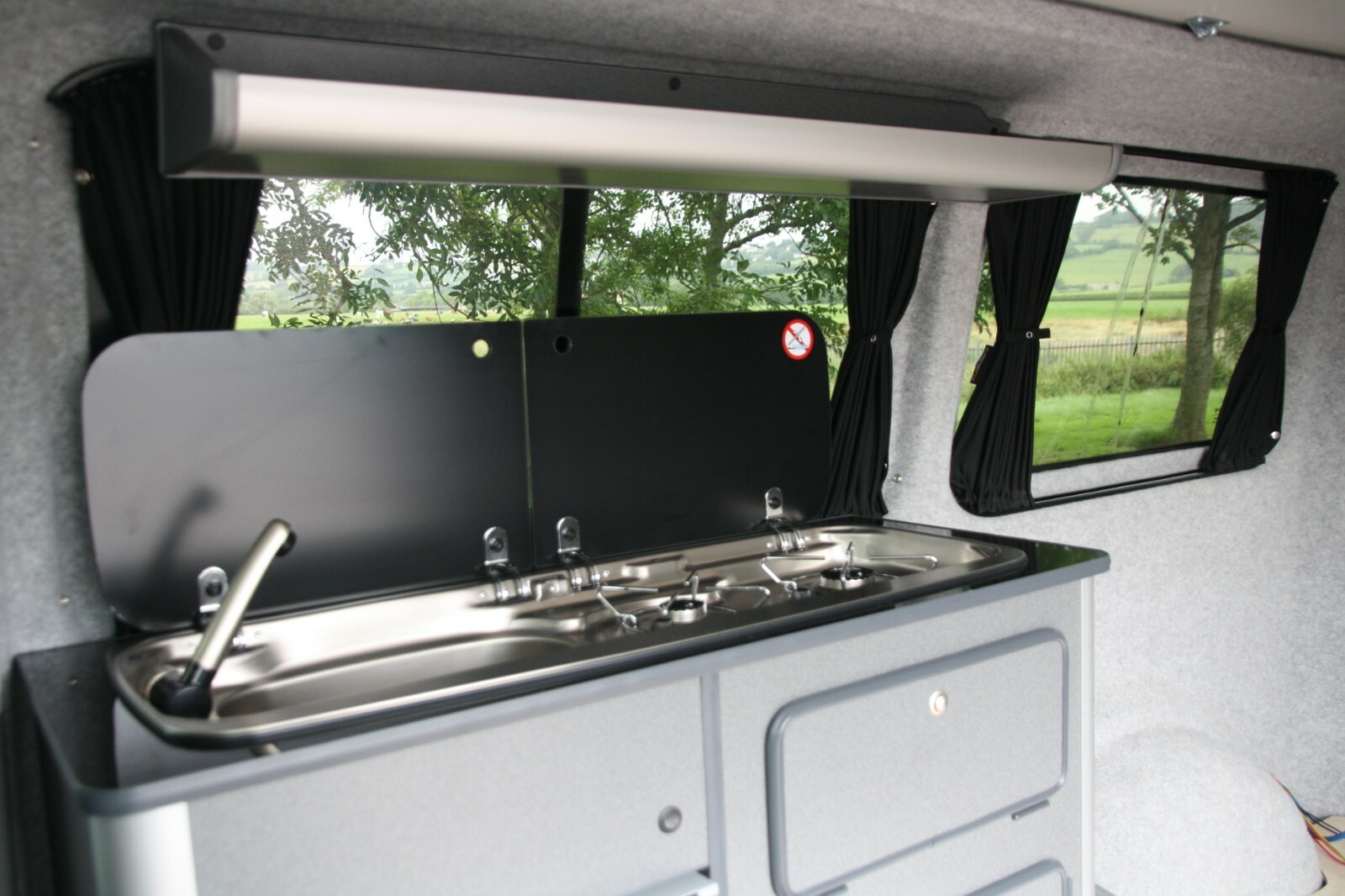 VW T5/T6 Campervan Storage Shelf, 1030mm Curved Retaining Storage, Oak ...