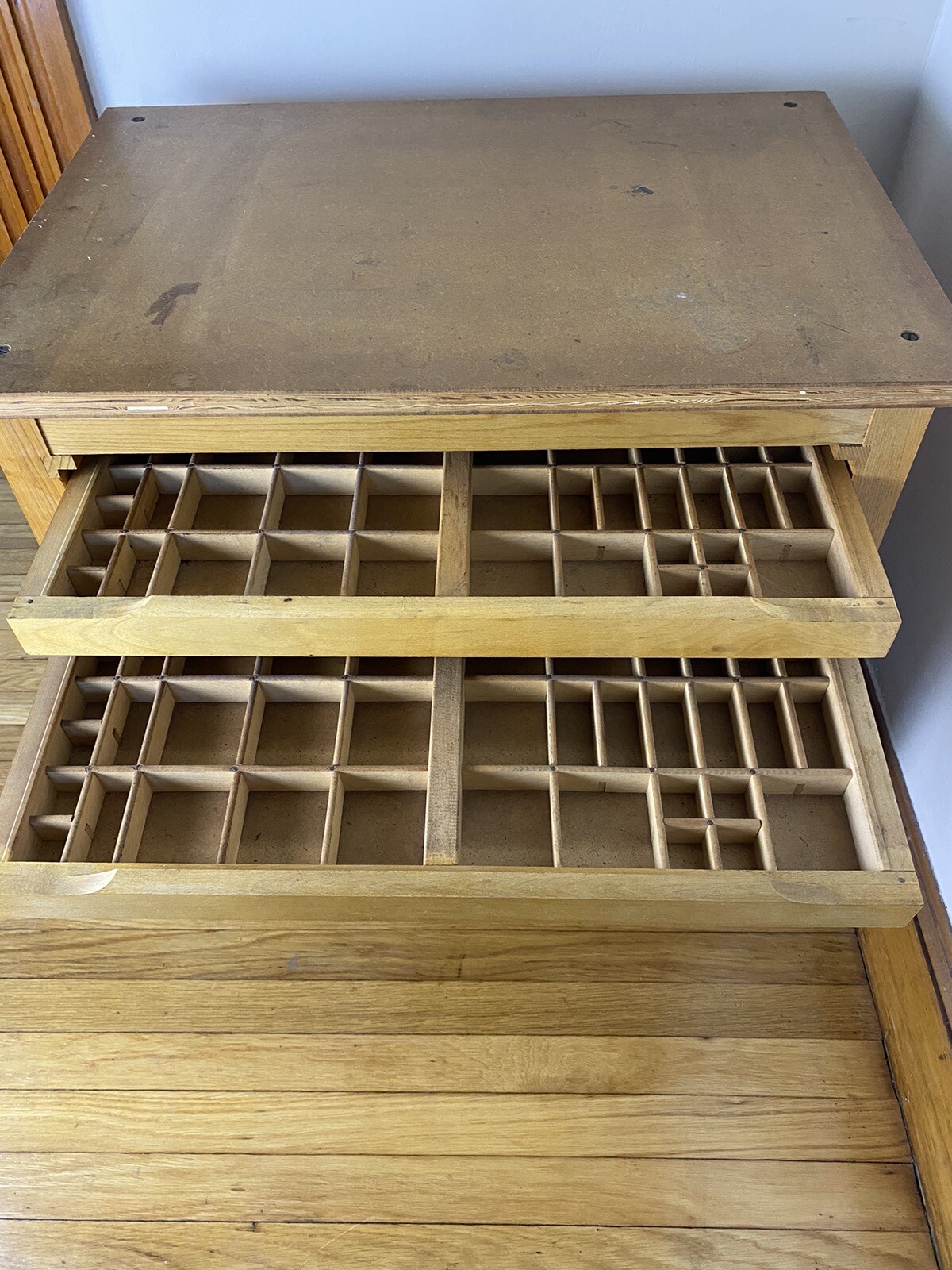 Antique Thompson Printer’s Cabinet, 10 Drawers. 8 Original, 1 Hamilton ...