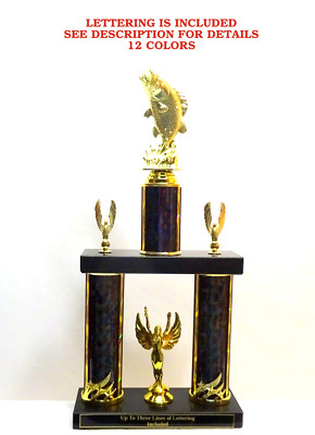 FISHING TROPHY BASS STANDING BASS FISH FREE LETTERING 12 COLORS | eBay