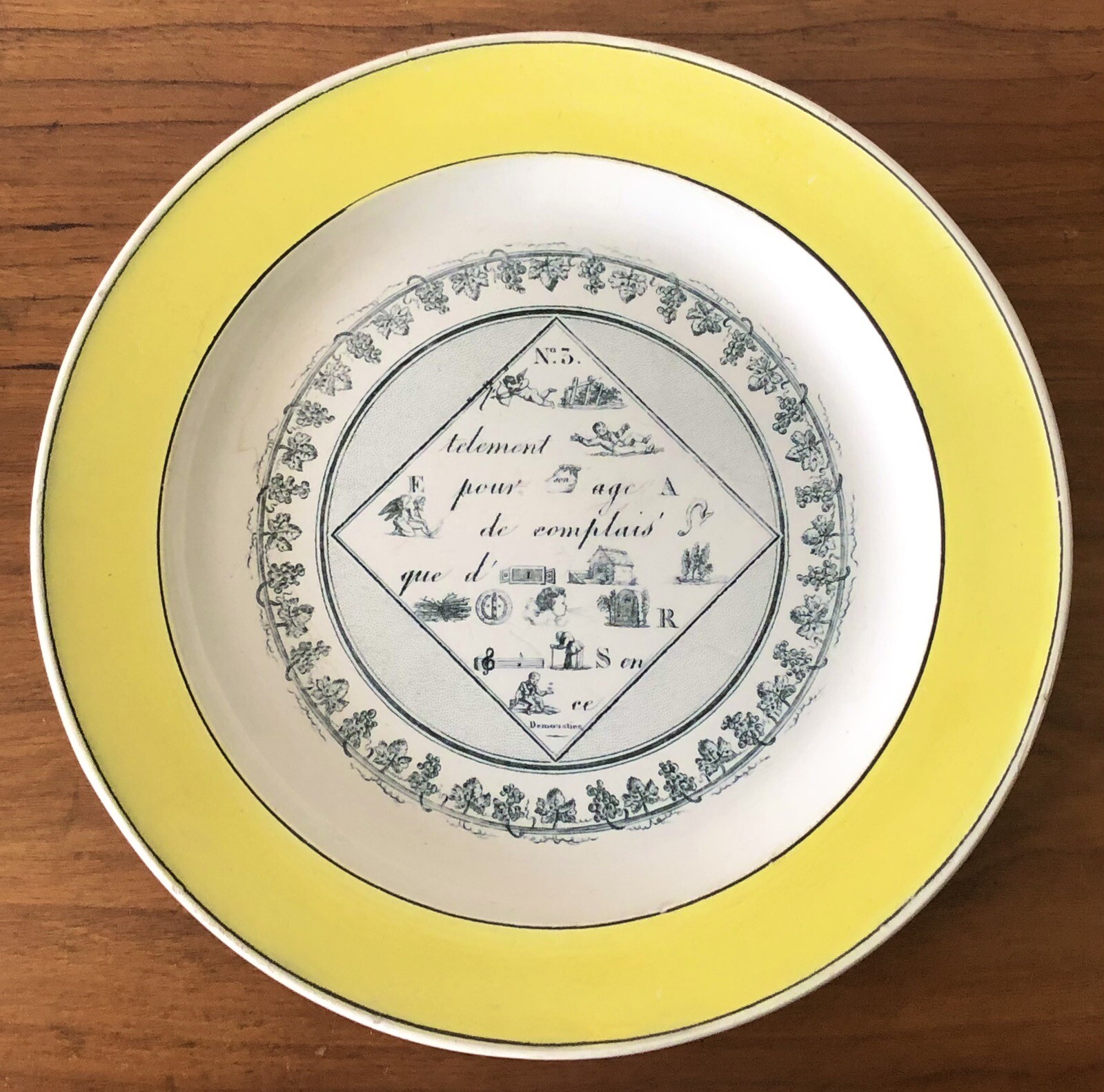 Antique c1830 French Creil Montereau Rebus Riddle Plate #3 Canary ...