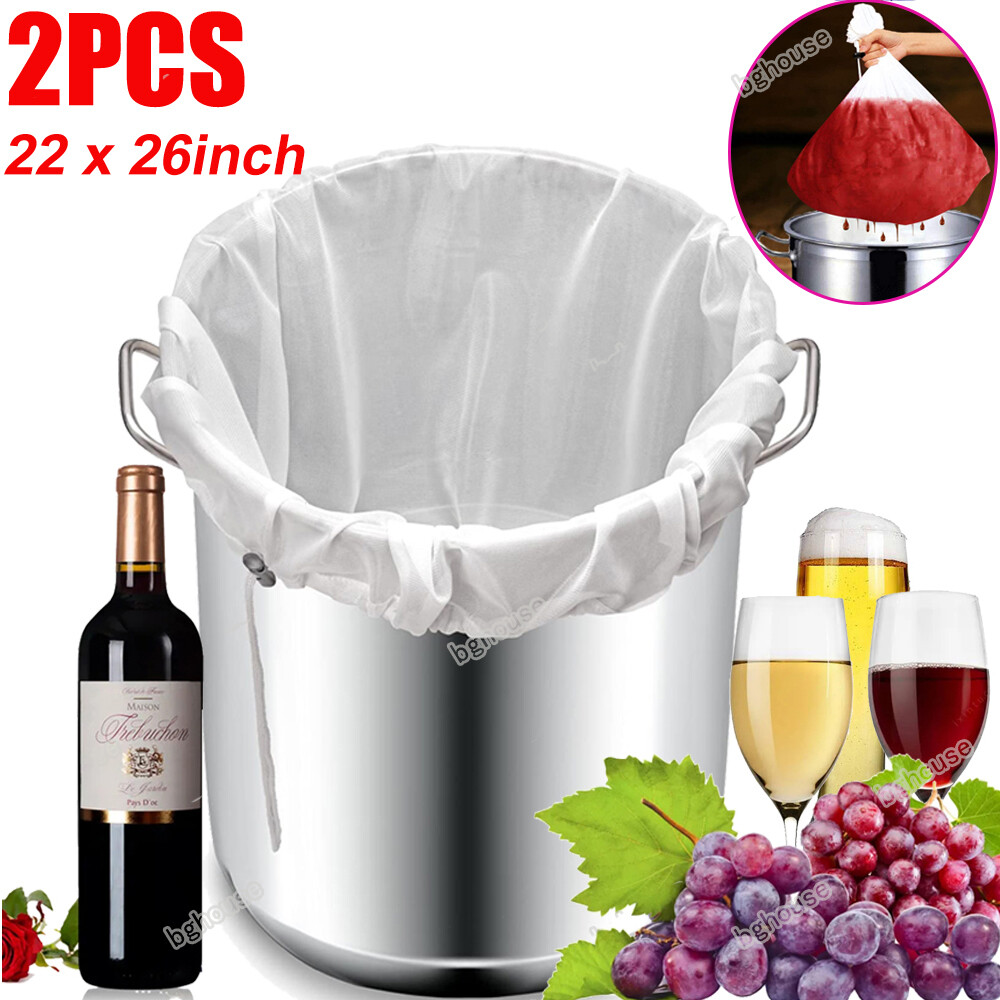 2 x Drawstring Brew Bag Extra Large Fine Mesh Strainer Bag for Home ...