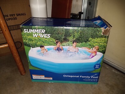 🆕 Summer Waves Inflatable Octagonal Family Swimming Pool 110"x110"x20 ...