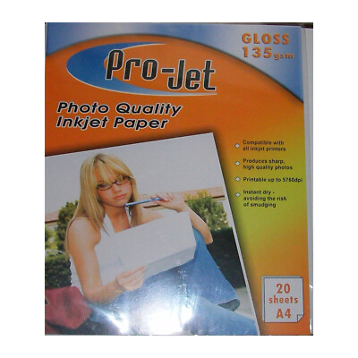 20 Sheets Projet A4 135gsm Gloss Photo Paper | eBay