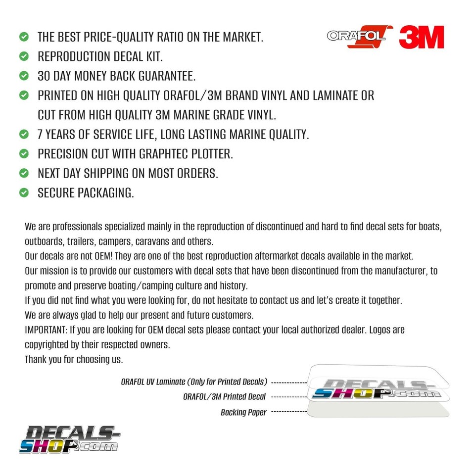 ADESIVI DECALCOMANIE OVALI ORO LOGO KENNER BOAT VISION Set di 2 LUNGHI ...