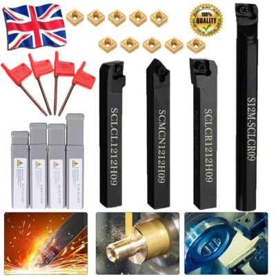 4Set 12mm Shank Lathe Turning Holder Boring Bar +Carbide Inserts ...