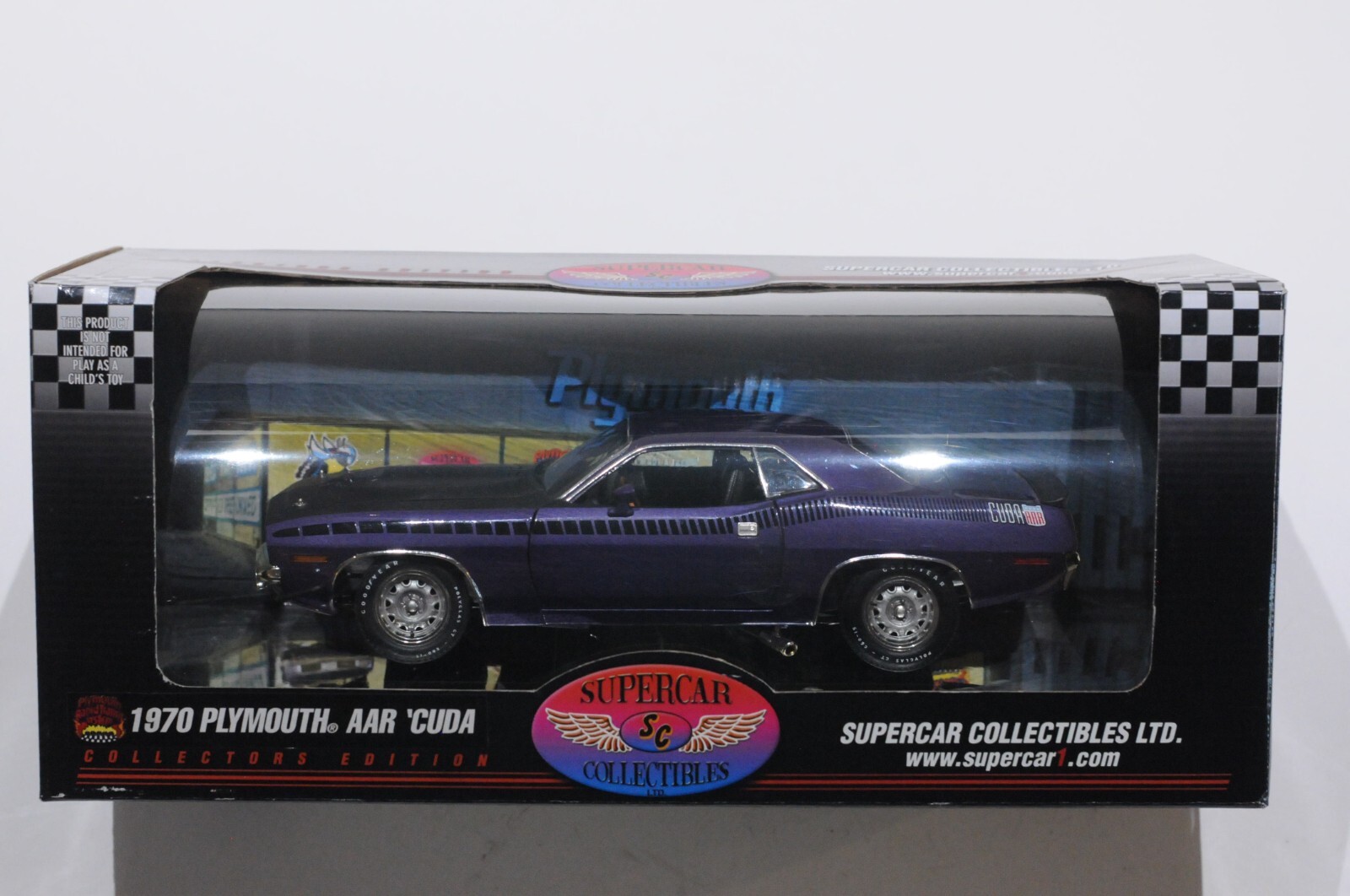 SUPERCAR COLLECTIBLES 1970 PLYMOUTH AAR CUDA PURPLE SCALE 1:18 DIECAST ...