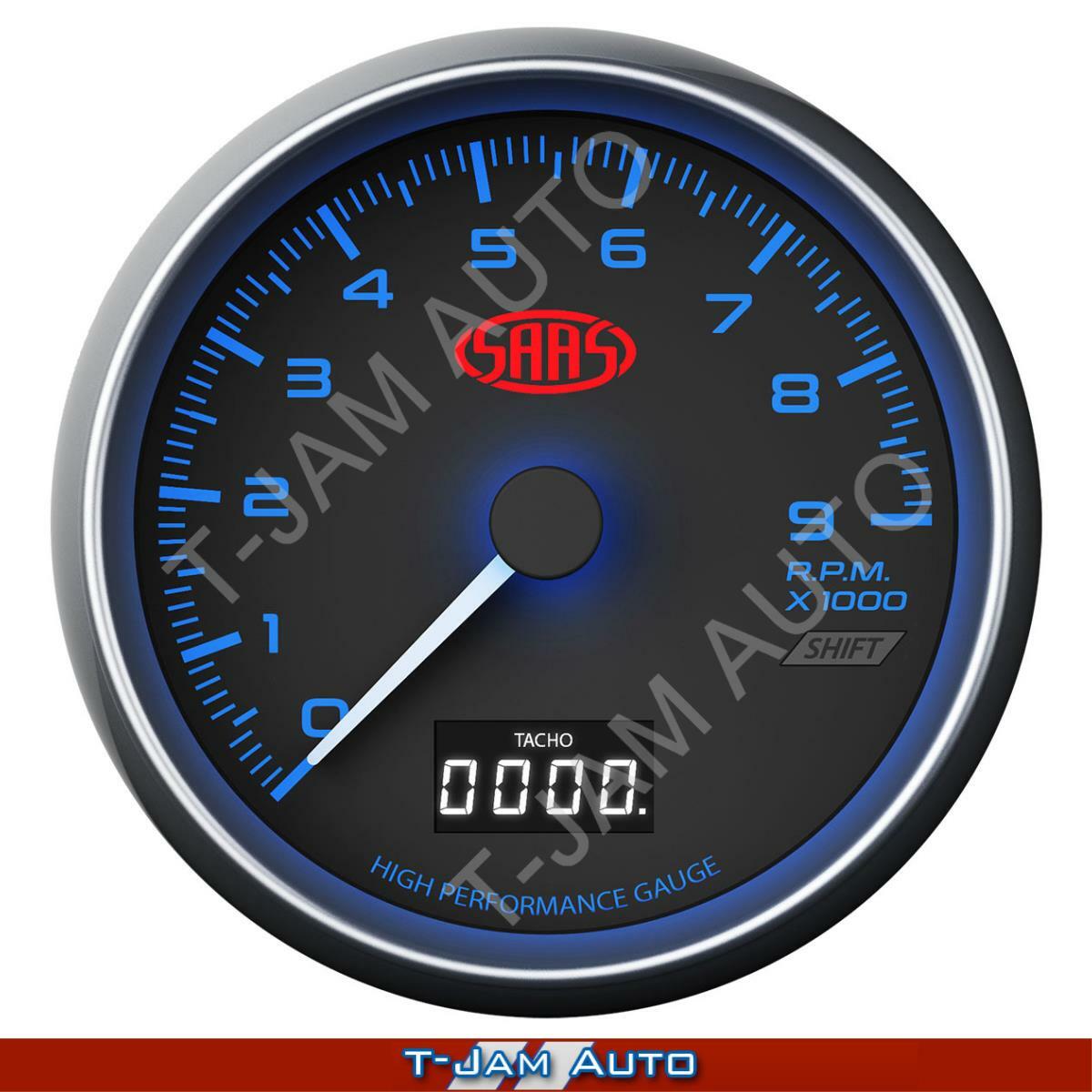 SAAS Tacho 0-9000 Rpm Shift lite 3 1/2" 89mm In Dash Black Muscle ...