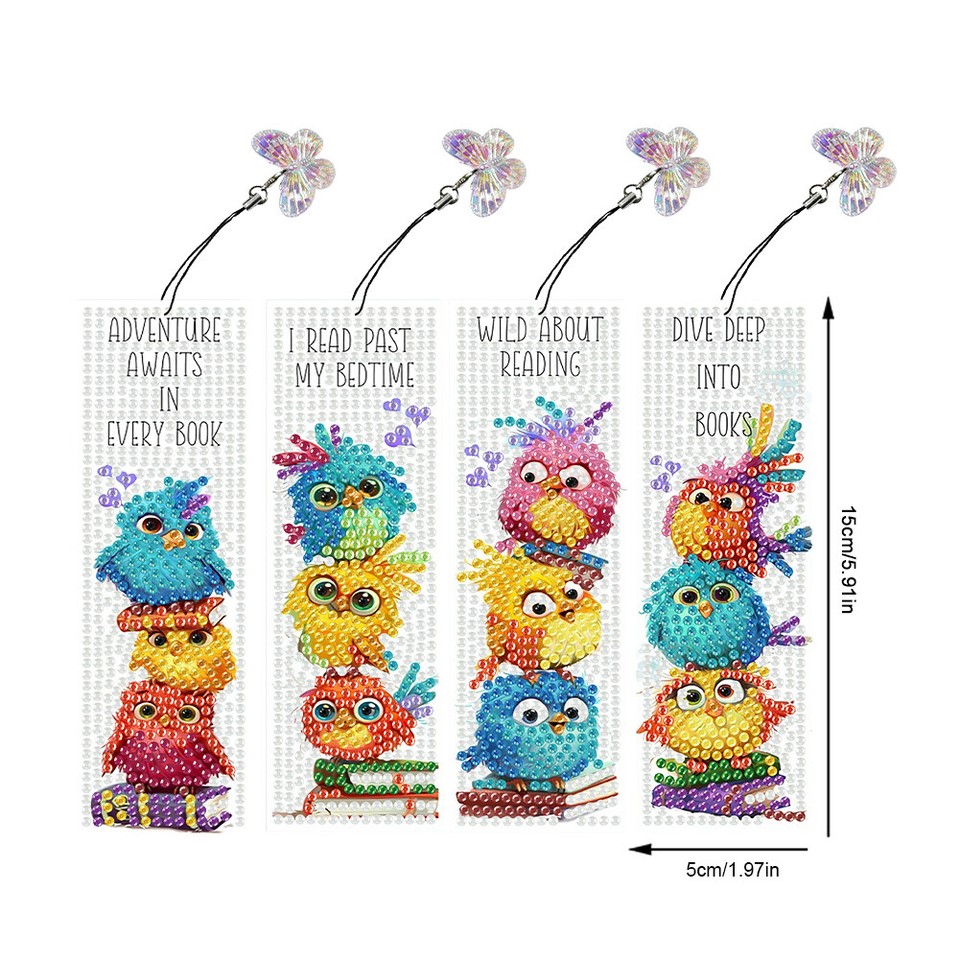 4Pcs Special Shape Animal Diamond Art Bookmarks Gift for Reader Crafts ...