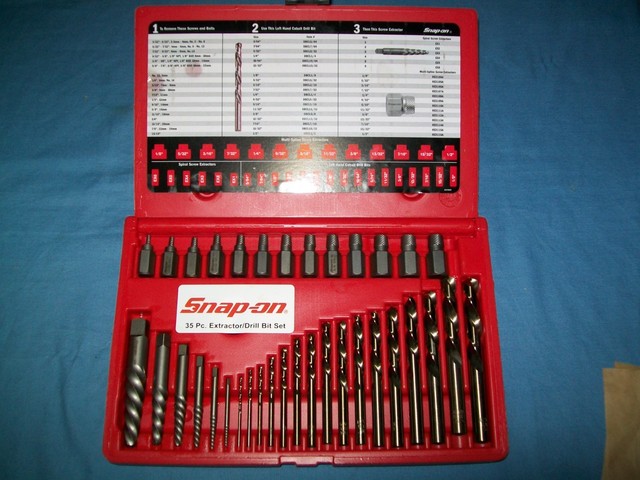 Snap-on Tools EXD35 35 PC Screw Extractor LH Cobalt Drill Bit Set for ...