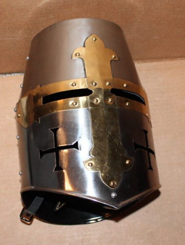 Medieval Great Bucket Helm Knights 20G Steel Templar Crusader Helmet ...