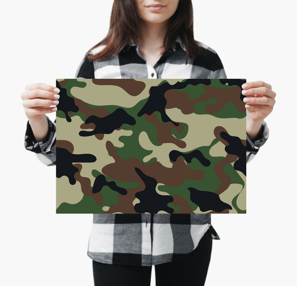 Green Camo Pattern Poster Size A4 / A3 Camouflage Army Forces Cool Gift ...