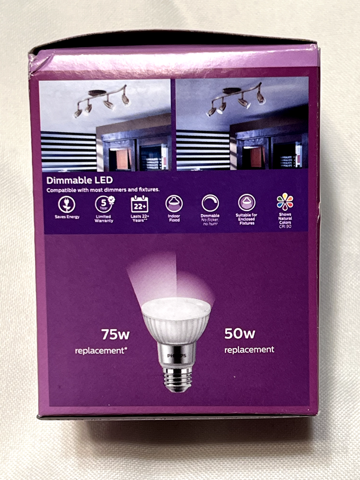 PHILIPS 75-Watt (8.5w) Indoor PAR20 Dimmable Daylight LED Flood Light ...