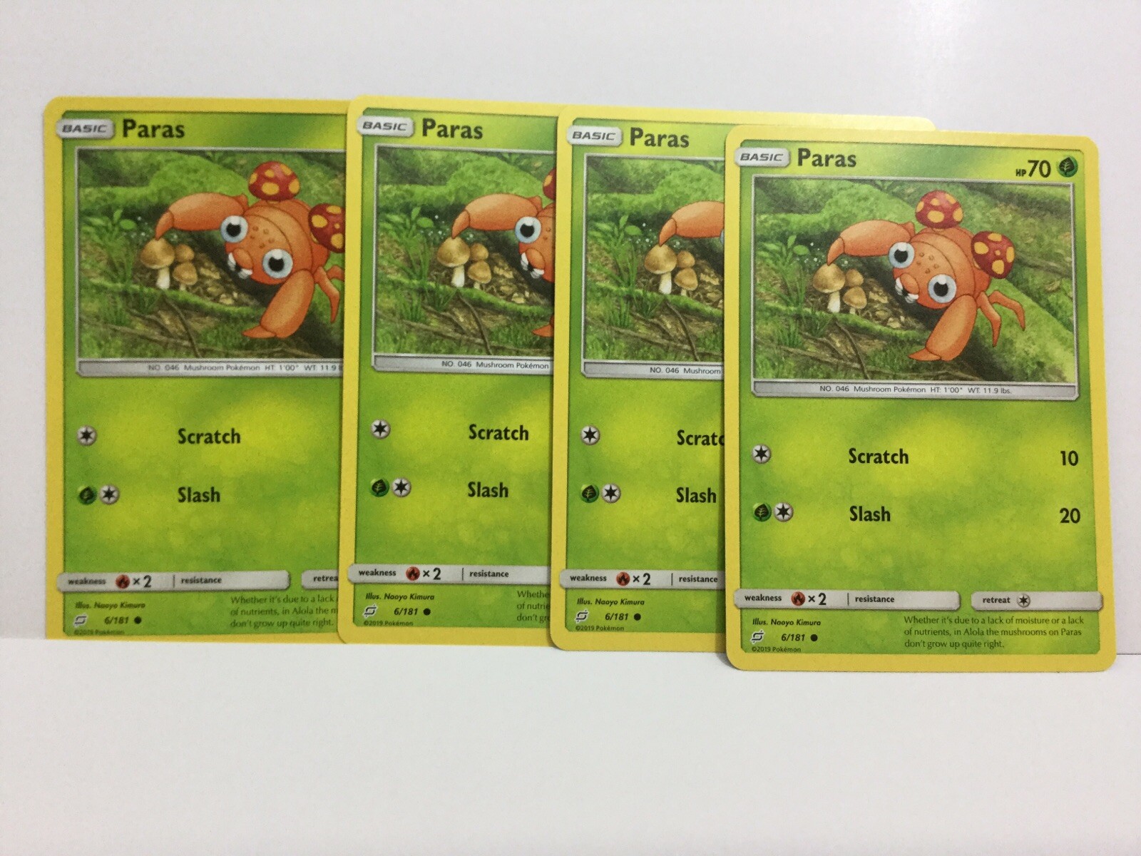 POKEMON 4X PARAS 6/181 COMMON CARD SUN AND MOON TEAM UP PLAYSET NM/MINT ...