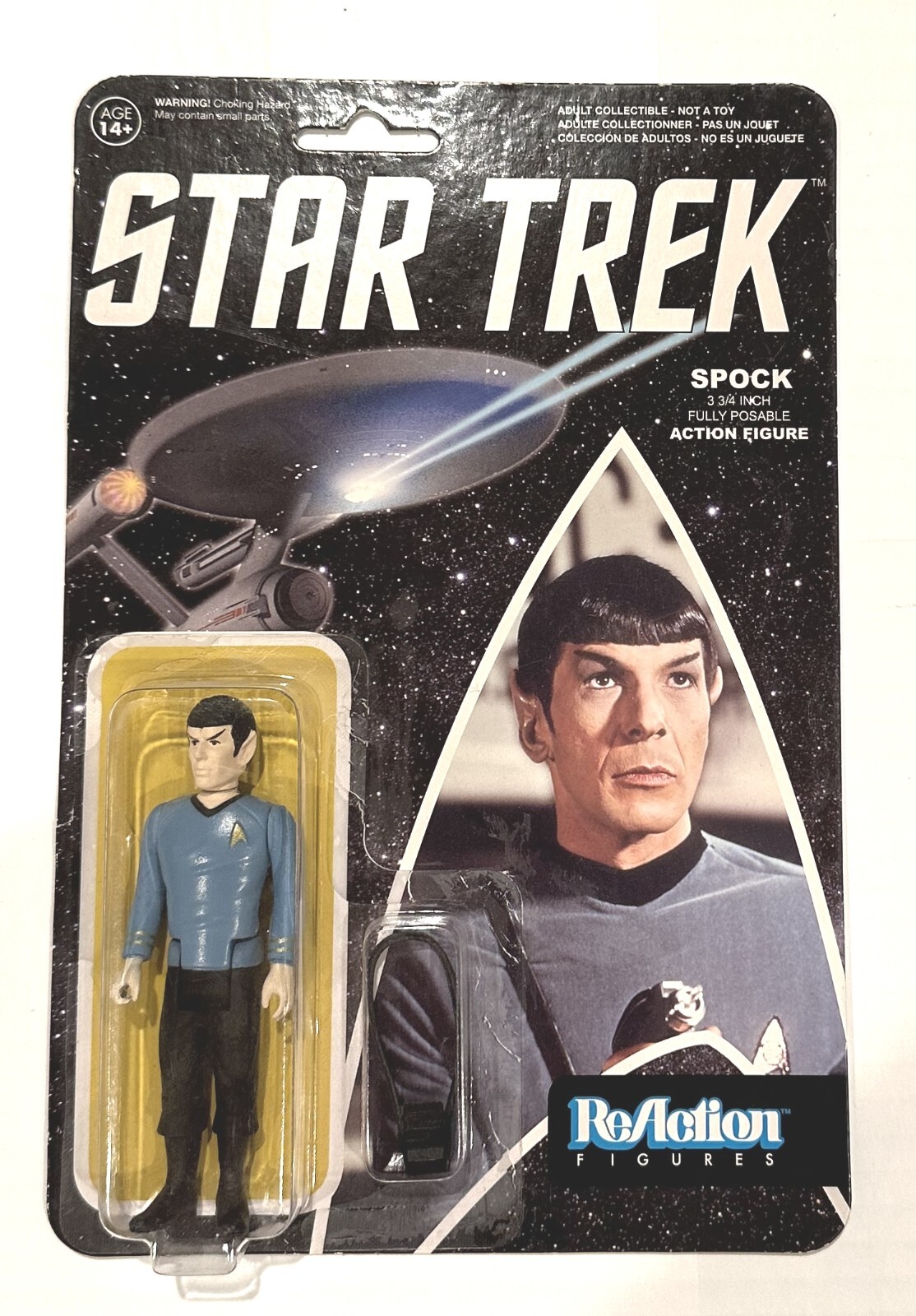Spock STAR TREK 3.75 funko Super 7 ReACTION figure 2015 TOS with tri ...