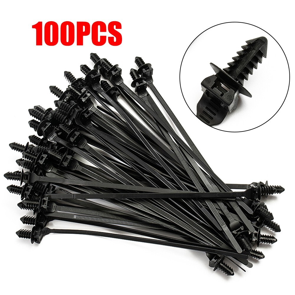 100x Nylon Push Clips Wire Tie Released Zip Straps Pipe Cable Fastener ...