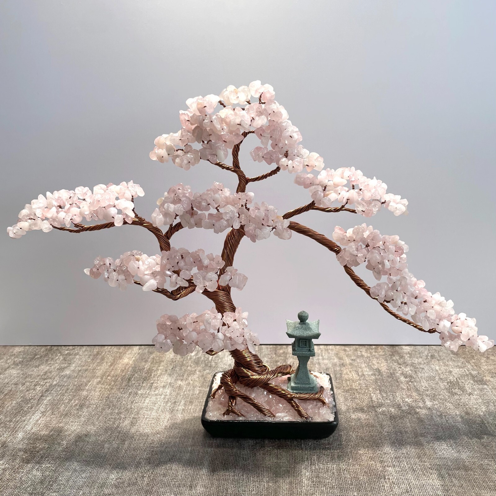 Large Rose Quartz Pagoda Bonsai Crystal Gemstone tree Stone of Love ...
