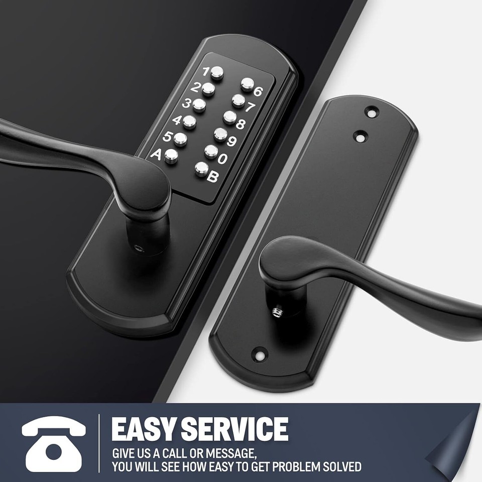 Black Keyless Entry Door Lock With Keypad Left Handed Lock Stainless ...