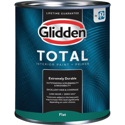Glidden Total Interior Paint + Primer Flat Ultra Deep Base Quart ...