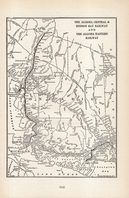 1914 Algoma Central & Hudson Bay Railway Map Algoma Eastern Railway Map ...
