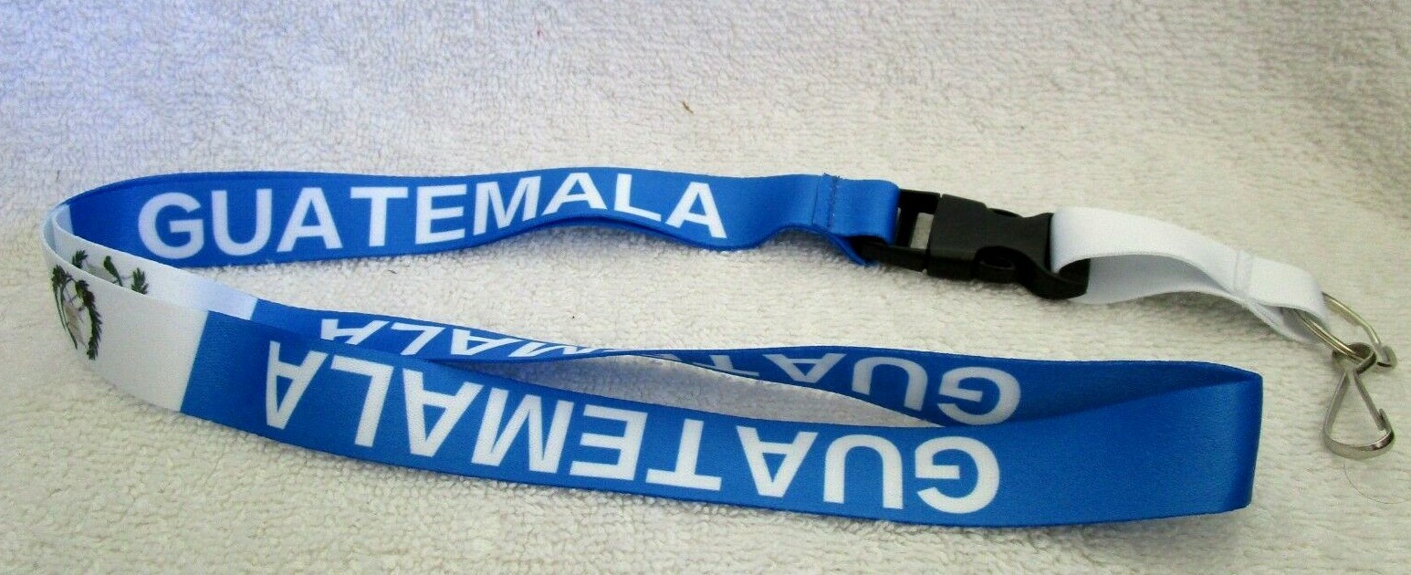 Unisex Guatemala Heritage Blue and White 15" lanyard Keychain ID Holder ...