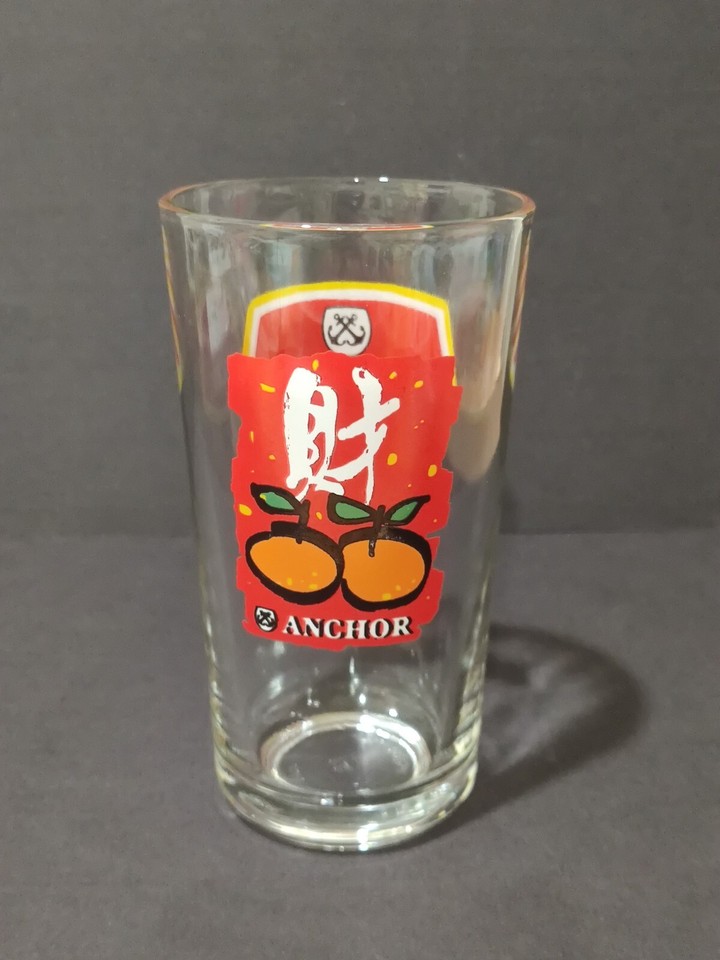 Vintage Anchor Beer Malaysia Glass Mandarin Orange Prosperity Chinese ...