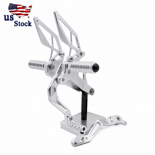 Silver Motorcycle CNC Rearsets Foot Pegs Rest Footrest Bracket For ...