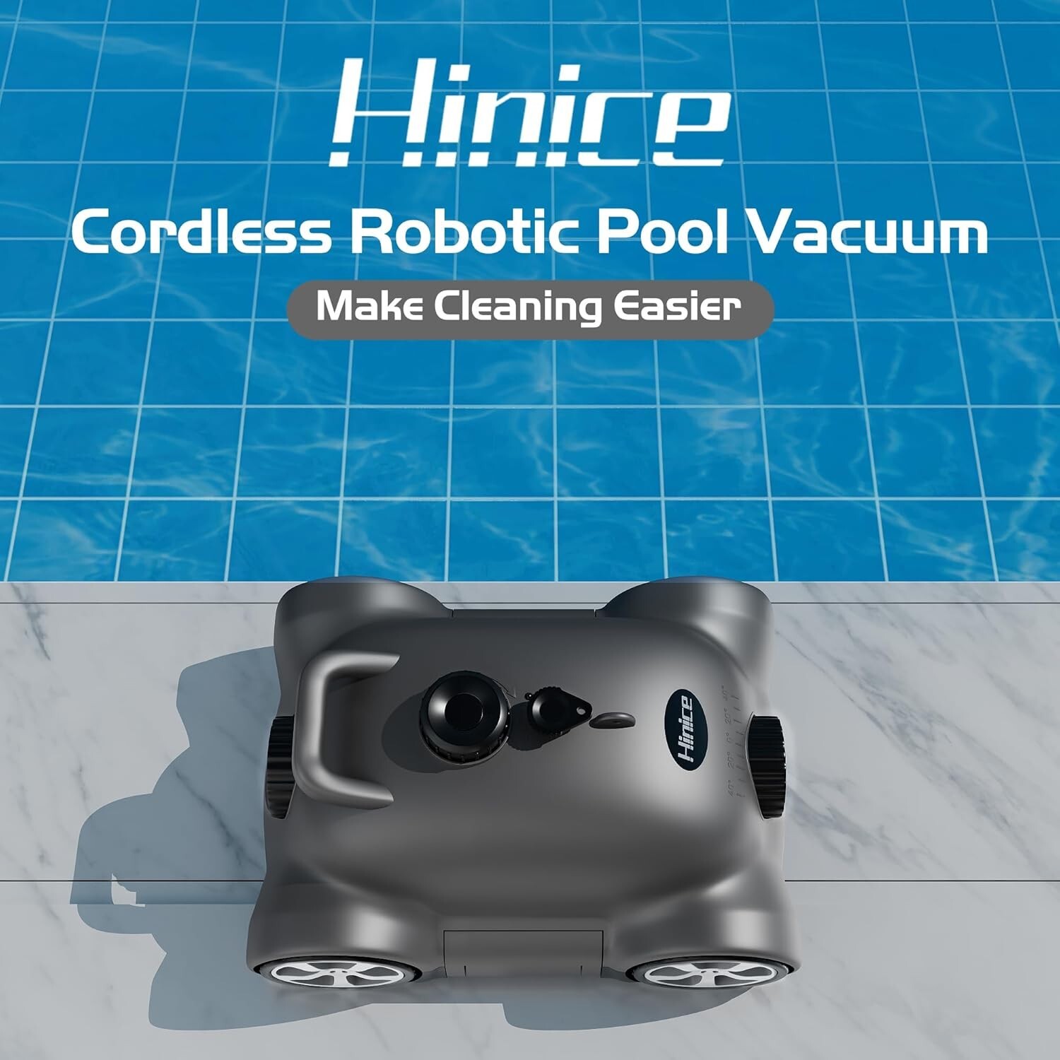 NEW!! Hinice Robot Cordless Robotic Pool Cleaner White Cleans Up To ...