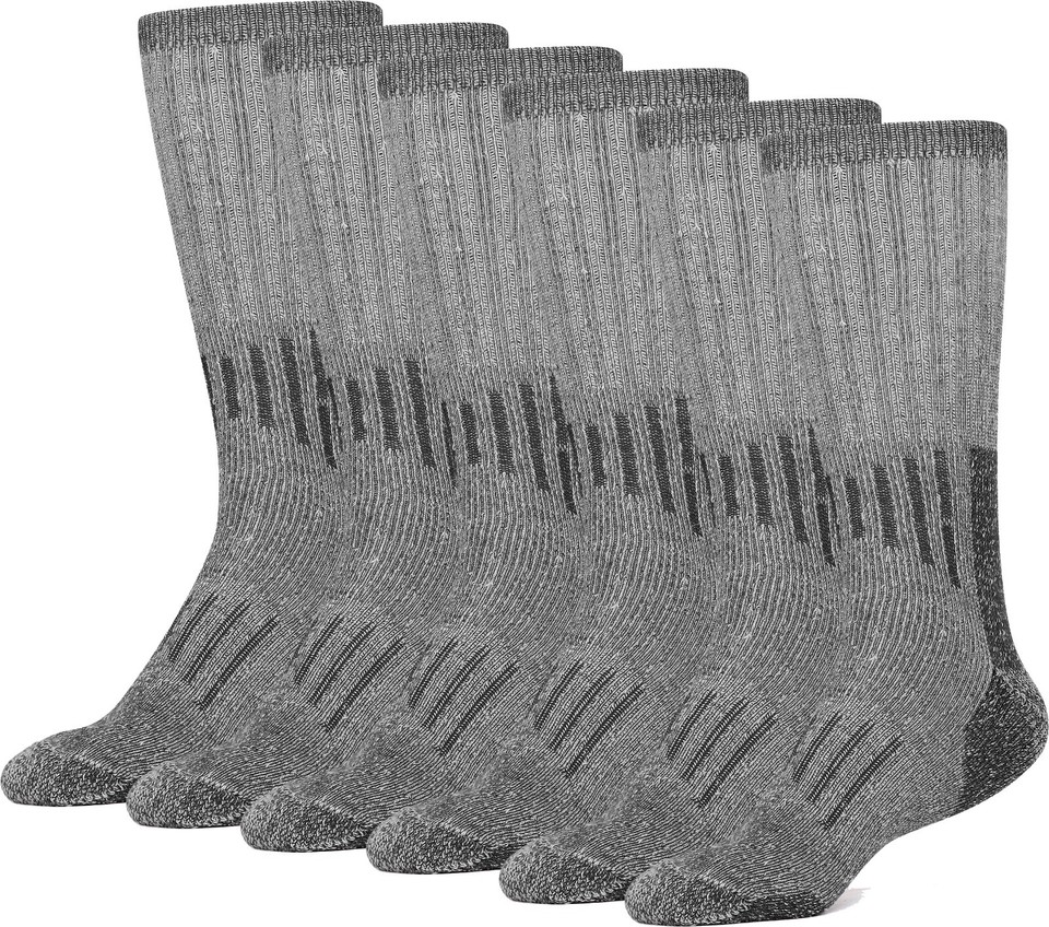 6 PAIRS Merino Wool Socks Insulated Fully Terry Cushioned Arch Support ...