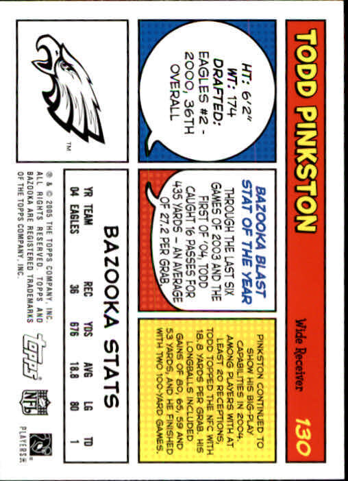 2005 Bazooka Football Card #130 Todd Pinkston | eBay
