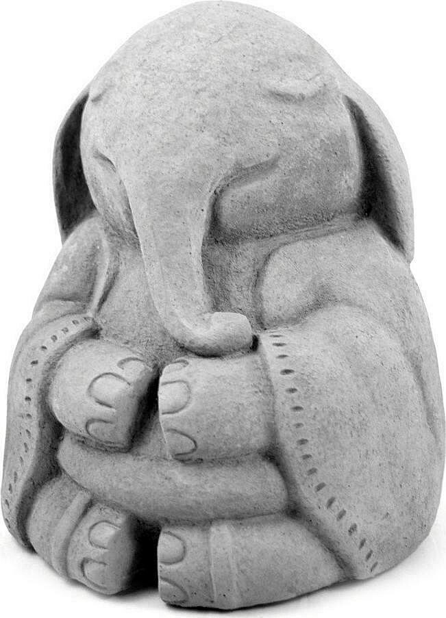 Whimsical Meditating Elephant Buddha Garden Statue, Stone Asian Zen ...