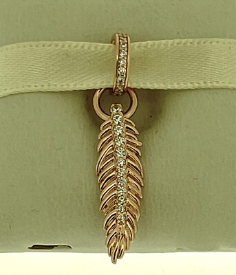 GENUINE PANDORA Sparkling Feather Dangle Charm 789550C01 DELIVERY ...