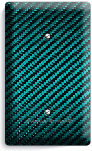 TURQUOISE CARBON FIBER LOOK LIGHT SWITCH OUTLET COVER WALL PLATES ...