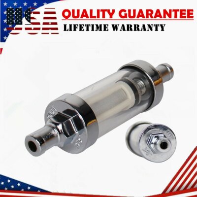Universal Clearview Glass Fuel Filter Kit Inline 3/8" Chrome Plated ...