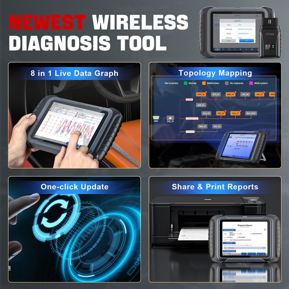 XTOOL D8W Full BiDirectional Diagnostic Scanner Topology Pre-Post Scan ...