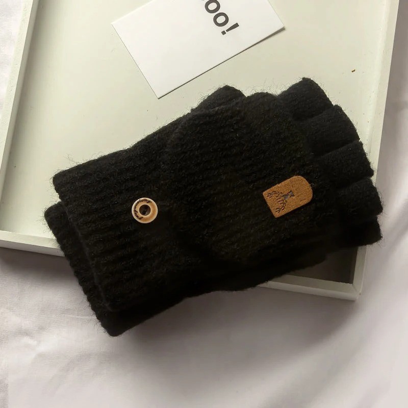 Thermal Knitted Fingerless Gloves Warm Winter Half Finger Mittens for ...