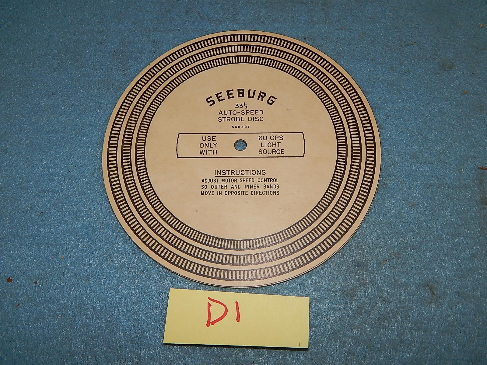 Seeburg AY100 AY160 DS100 DS160 Auto-Speed 33-1/3 rpm Strobe Disc ...