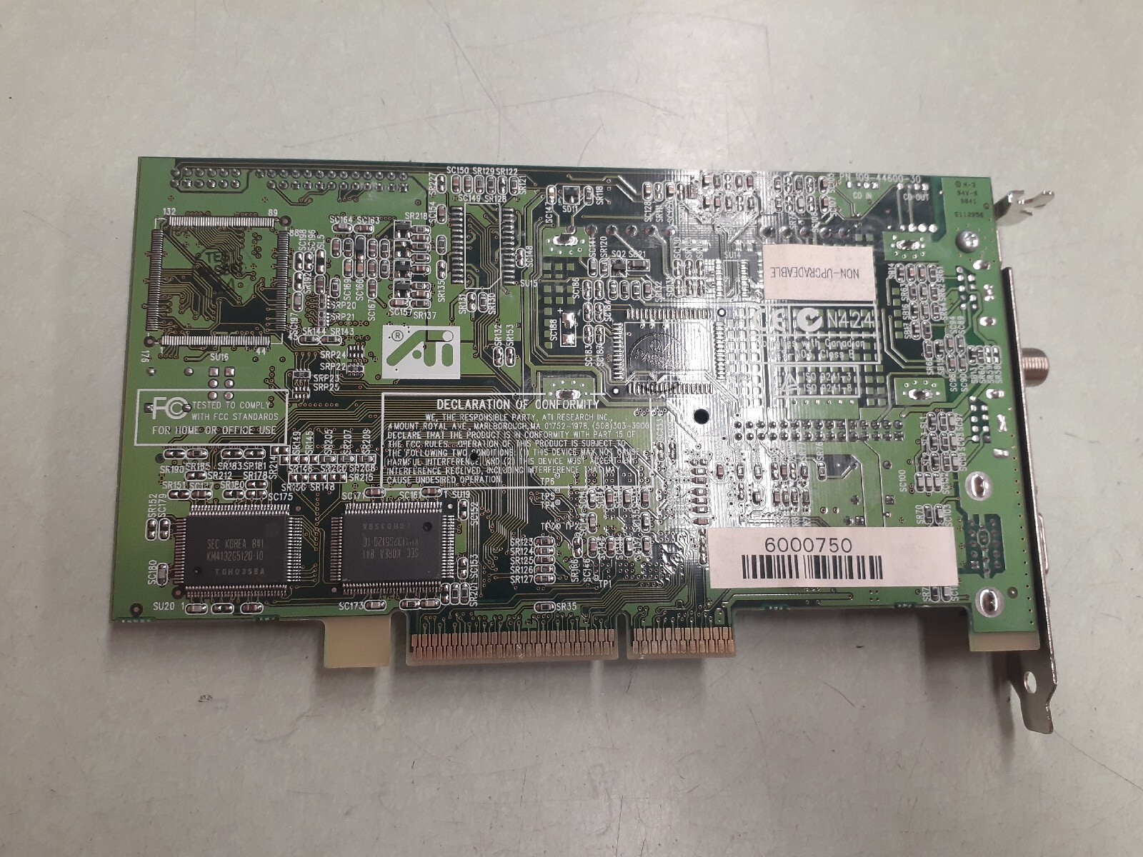 ATI 109-44600-30 AMC 3D Rage Pro Turbo AGP 8MB VIDEO Graphics TV VIVO ...