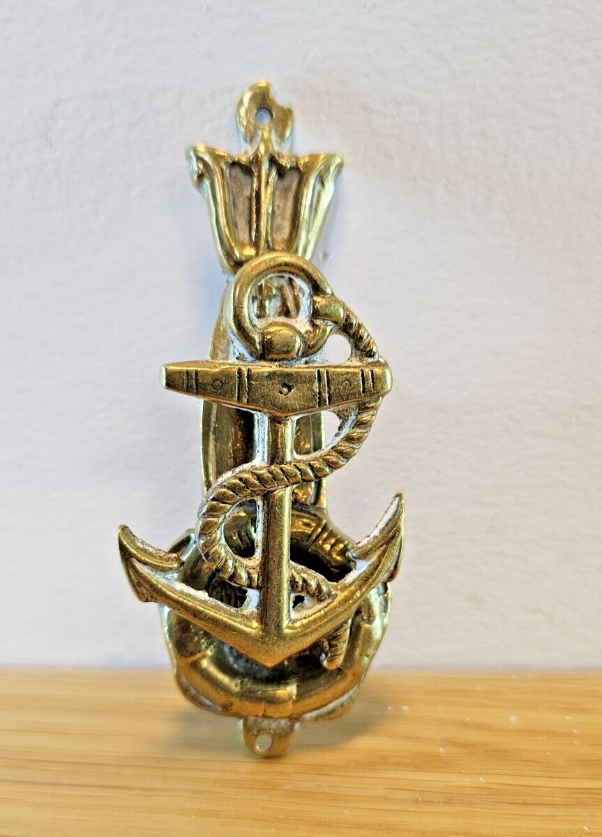 Door Knocker Vintage Nautical Solid Brass Ship Anchor Rope Design Boat ...