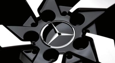 MERCEDES Wheel Center Hub Cap Star Black Chrome Cover GENUINE B66470200 ...