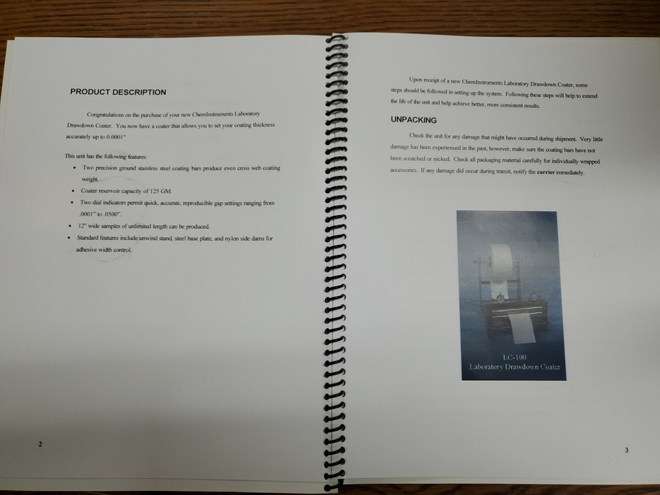 ChemInstruments LC-100 Laboratory Drawdown Coater / Continuous Mayer ...