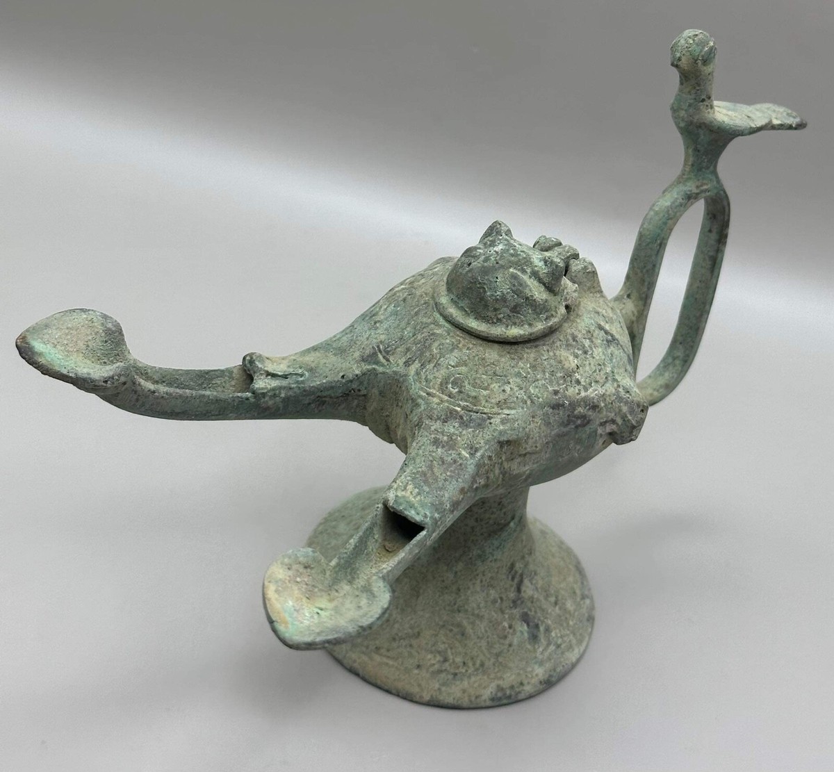 Ancient Roman Oil Lamps Roman Bronze Oil Lamp Small Lucerna Green