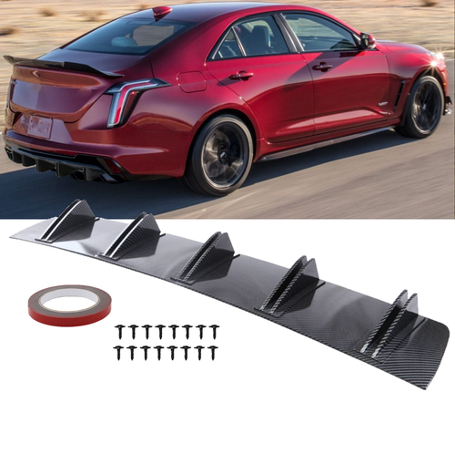 Carbon Fiber Look Rear Bumper Lip Diffuser 5-Fins For Cadillac CTS ATS ...