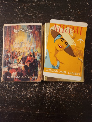 Vintage 70's Delta Airlines Playing Cards Miami Las Vegas Compete Boxes ...