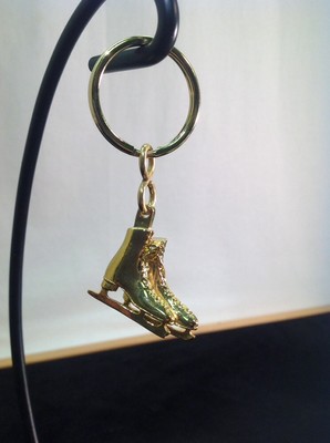 Ice Skate Metallic Gold brass Finish Key Chain Ring 3.5" Long | eBay