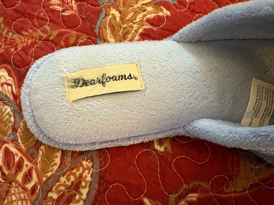 Women’s Dearfoams Light Blue Slippers 7-8 | eBay