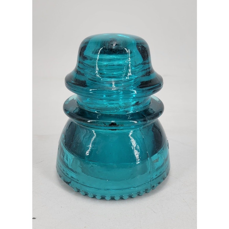 CD 154 Hemingray 42 Hemi Blue Antique Glass Telegraph Insulator FANG ...